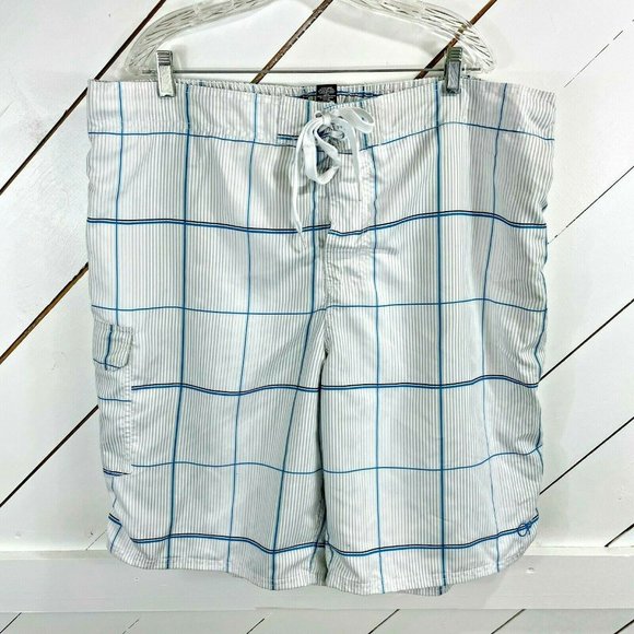OP | Swim | Ocean Pacific Mens Arctic White Plaid Board Shorts | Poshmark